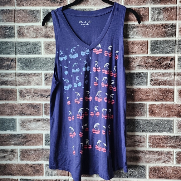 mic & jax | Tops | New Cherry Print Americana Tank | Poshmark